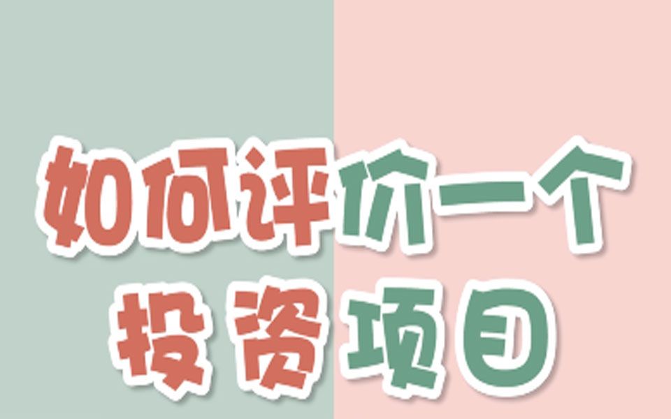 如何评价一个投资项目?