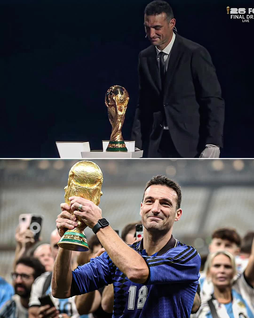 在2022年卡塔尔世界杯上,斯卡洛尼带领阿根廷队赢得世界杯冠军,在...