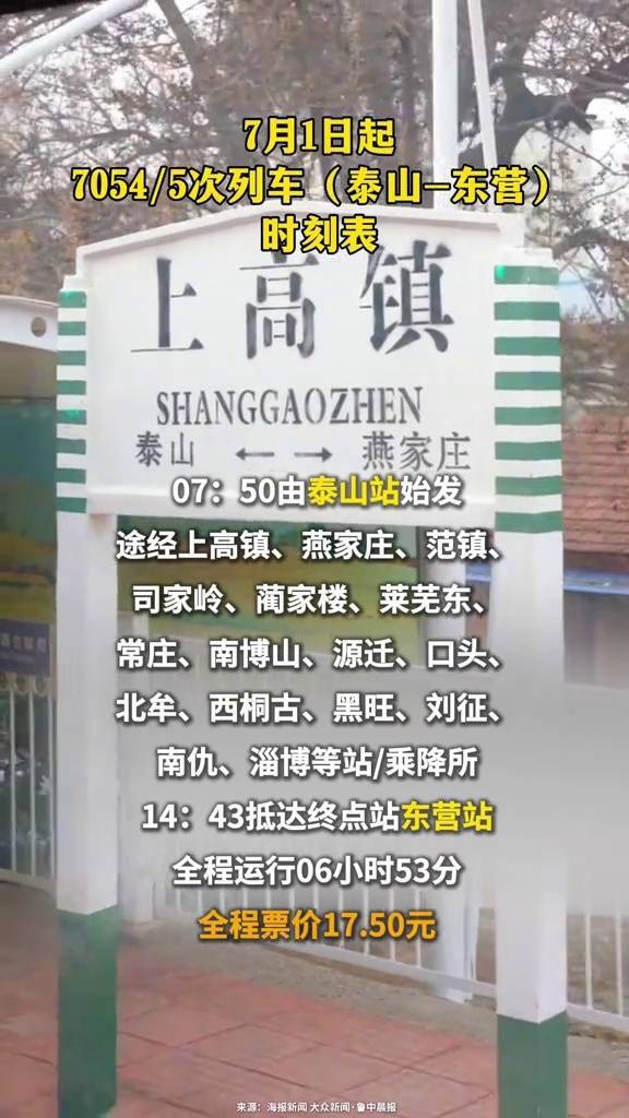 "淄博泰山"改为"东营泰山"!"网红"绿皮小火车下月起调图开行,从泰山站...