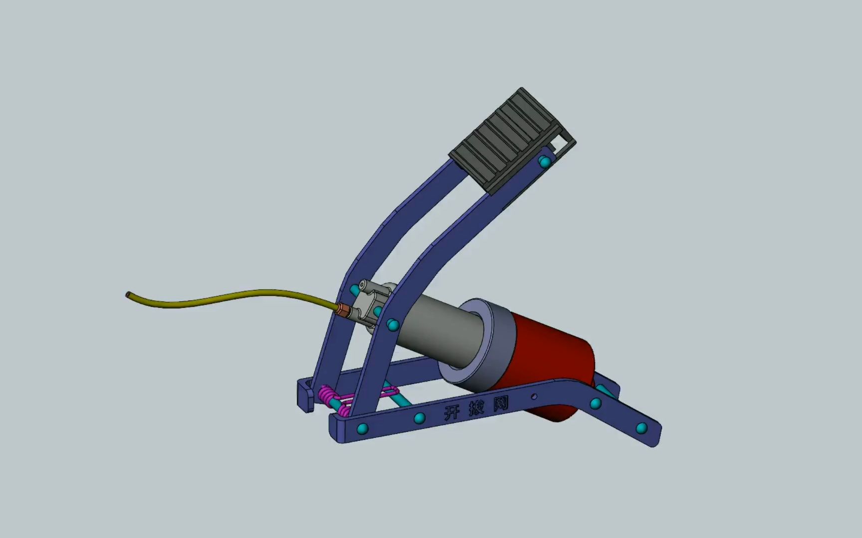 机械动态图:脚踏板式打气筒,简单易学你会了吗?