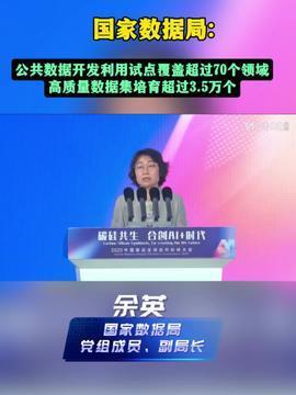 国家数据局:公共数据开发利用试点覆盖超过70个领域,高质量数据集...