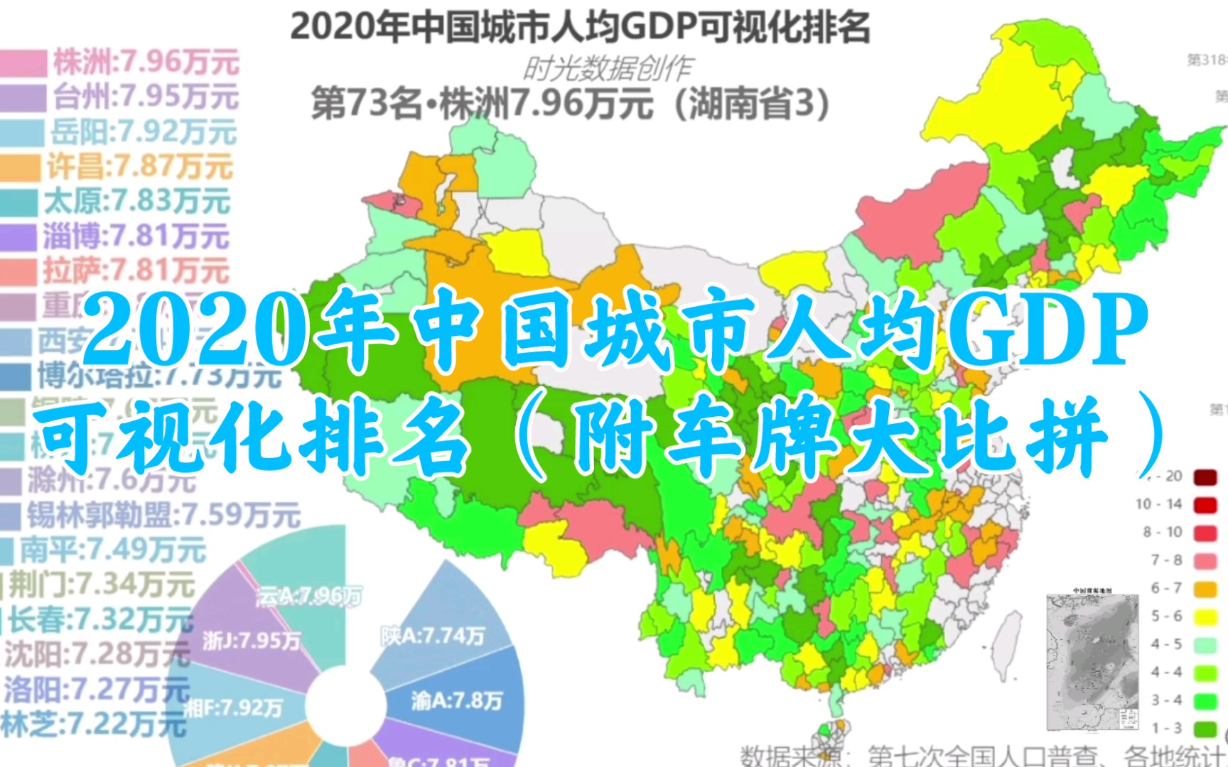 2020年中国城市人均GDP可视化排名(附车牌大比拼)