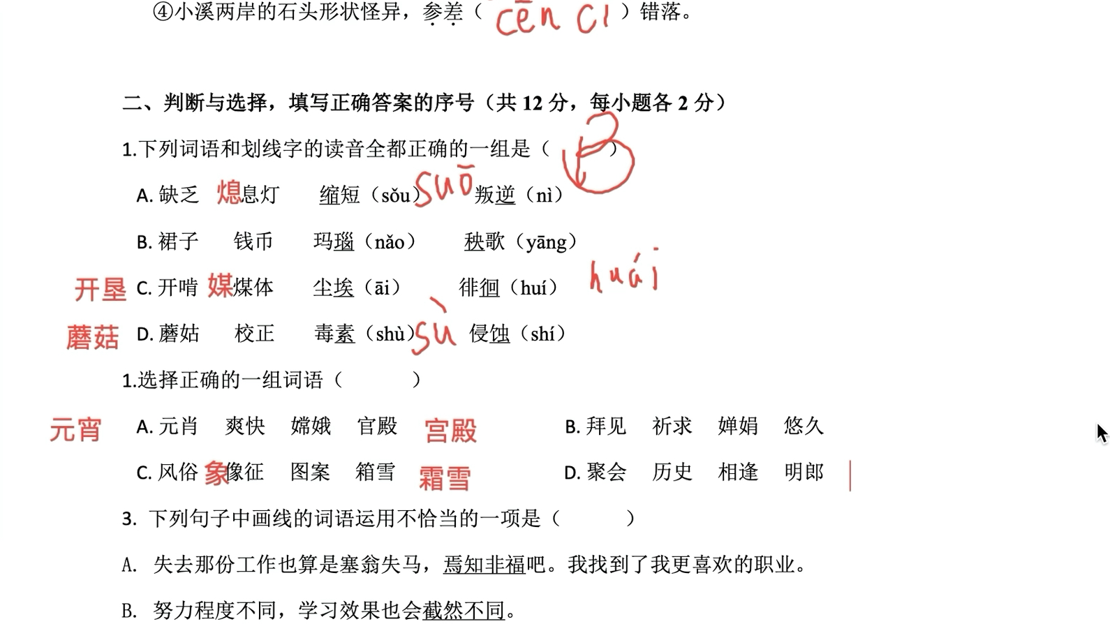 2022小升初语文模拟卷(积累与运用)