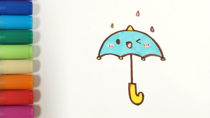 儿歌多多儿童简笔画 伞 学画手抄报上可爱的卡通简笔画
