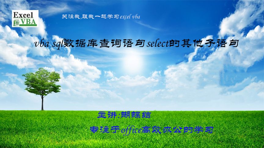 第345集vba sql数据库查询语句select的其他子语句