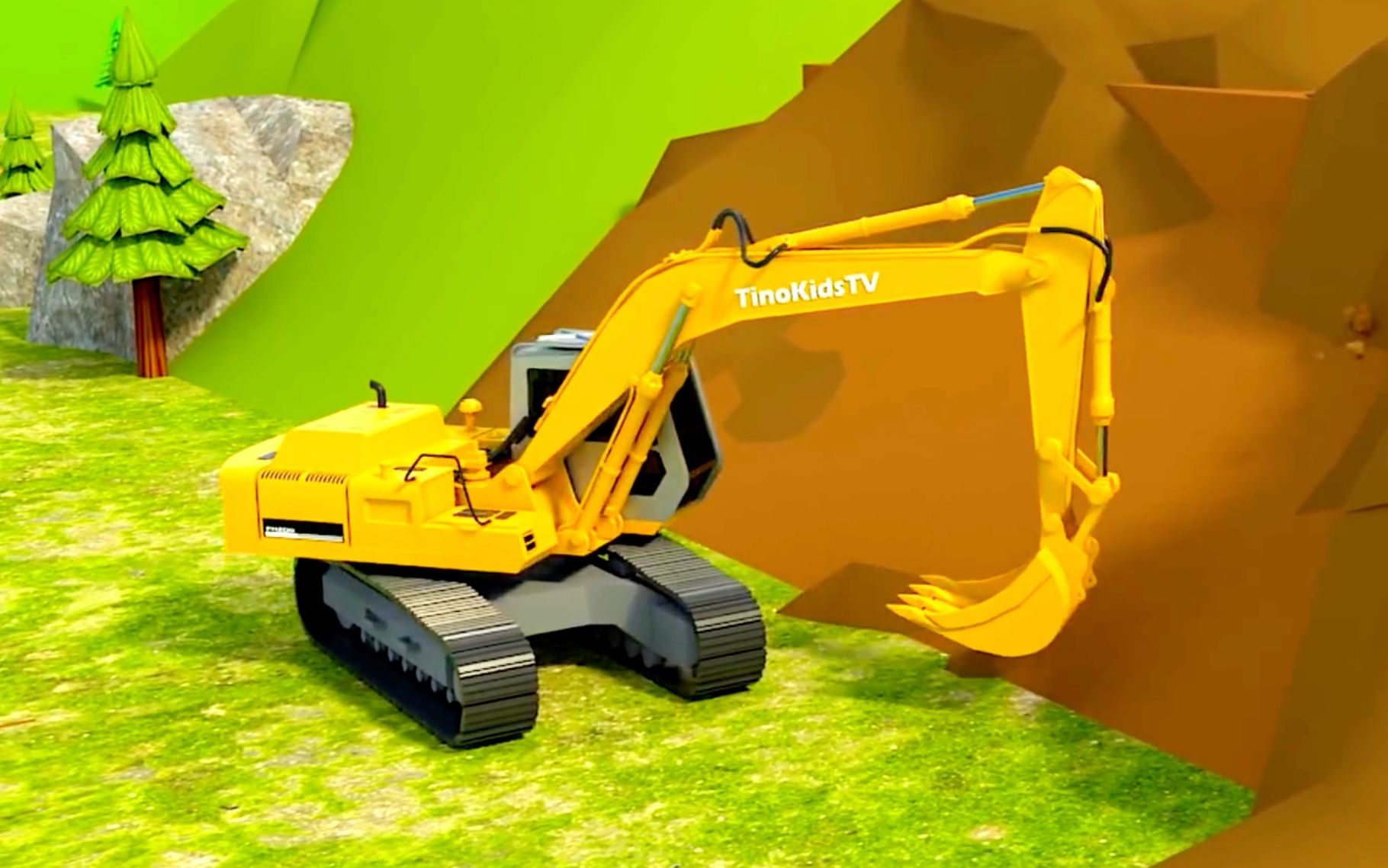 早教启蒙动画:儿童挖掘机玩具,卡通车挖掘机,早教育儿动画片
