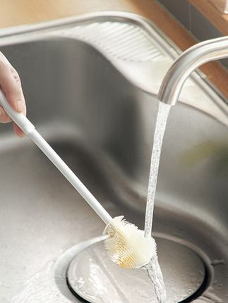 硅胶长杆清洁刷 长杆设计 硅胶材质 可折叠刷头 清洁无死角。#厨房好...