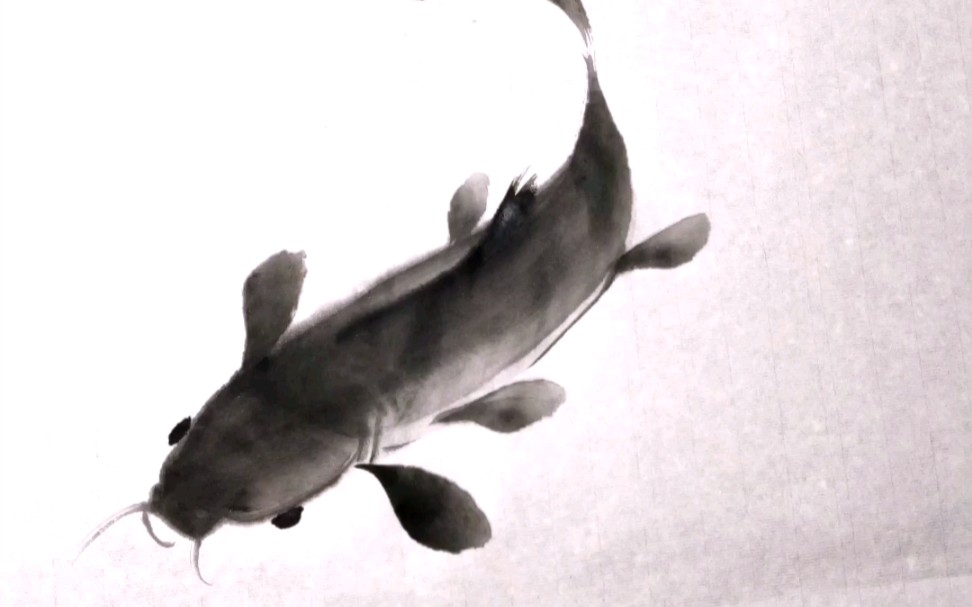 水墨鱼画法,一起画画吧