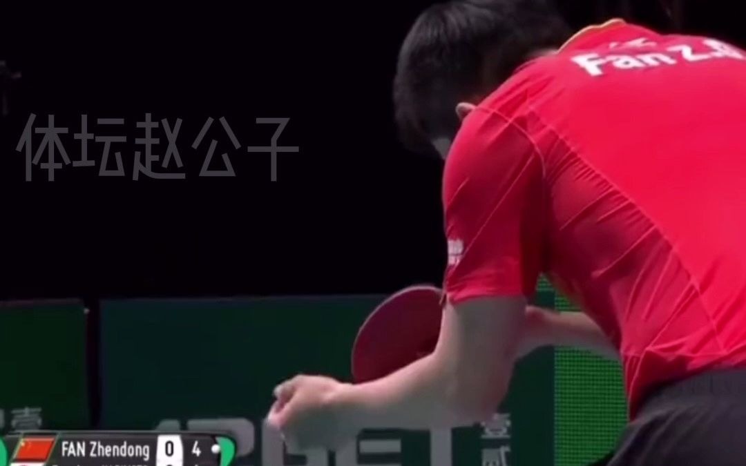 这场面有点搞笑,樊振东和张本智和被迫继续比赛的样子好可爱
