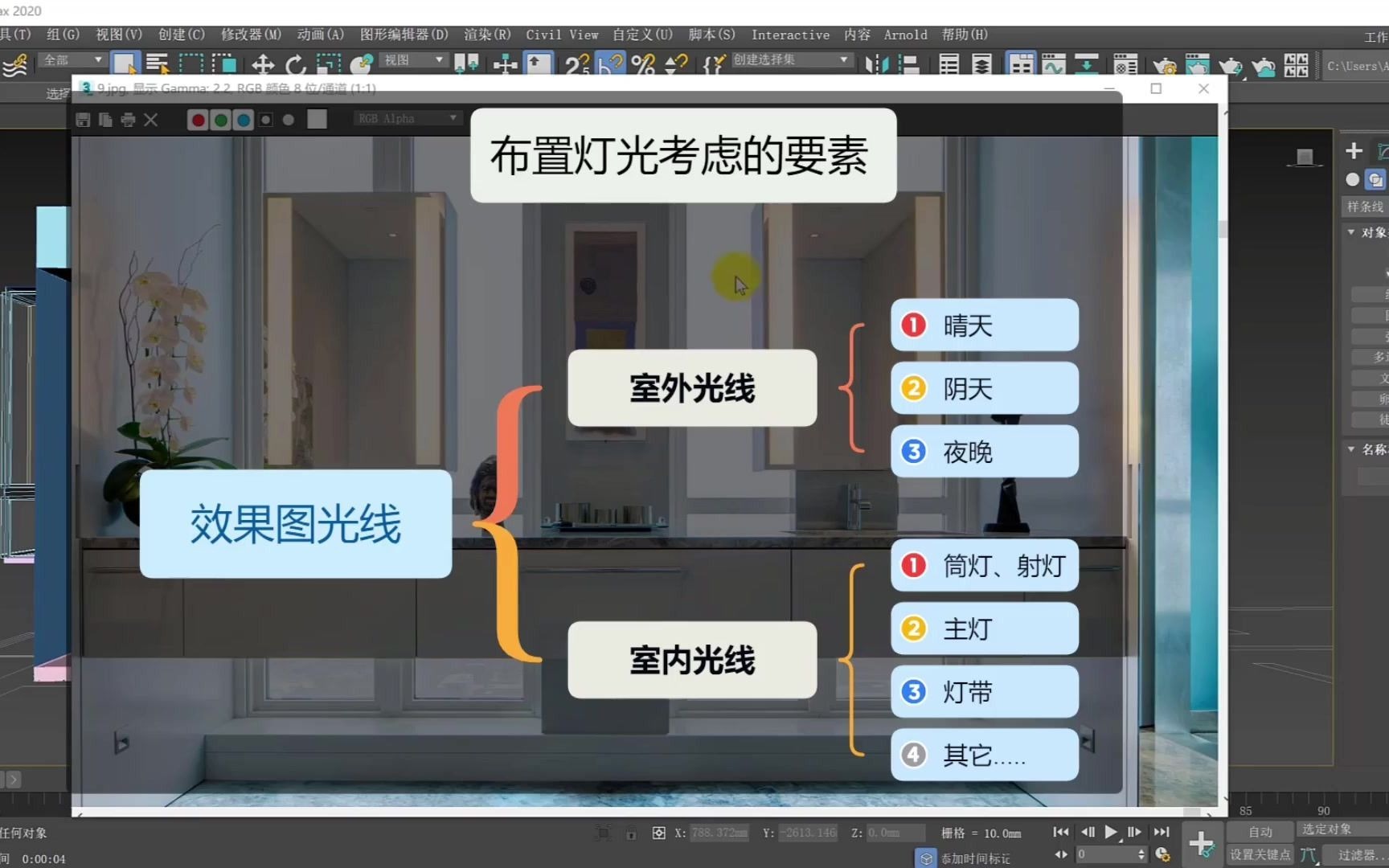 【极速领悟】3DMax效果图-02材质02 初级灯光2:相机 、Vray调用