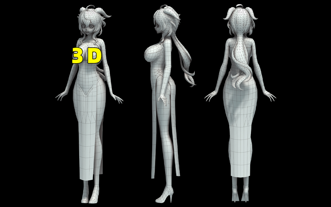 【3D】36D+旗袍显得有多大?谁扛得住!3Dmax女性人物建模 人体结构...