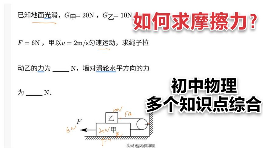 初中物理,典型例题,摩擦力和滑轮综合,如何求摩擦力?