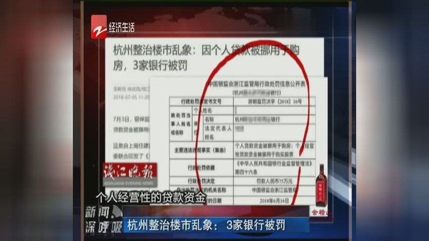 杭州整治楼市乱象:因个人贷款被挪用于购房,3家银行被罚!