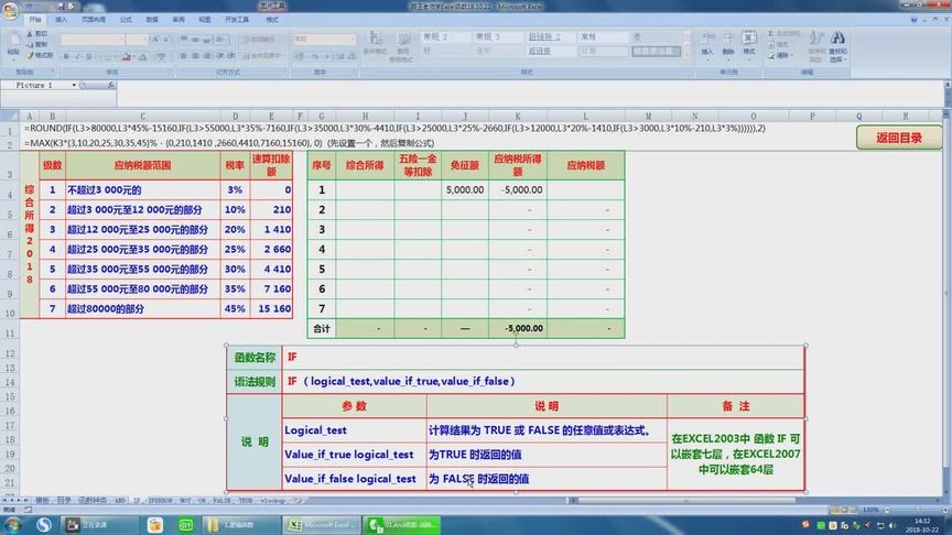 利用If函数和Max函数(数组公式)两种方法自动计算2018版个税