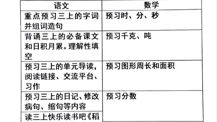 二升三暑假学习计划