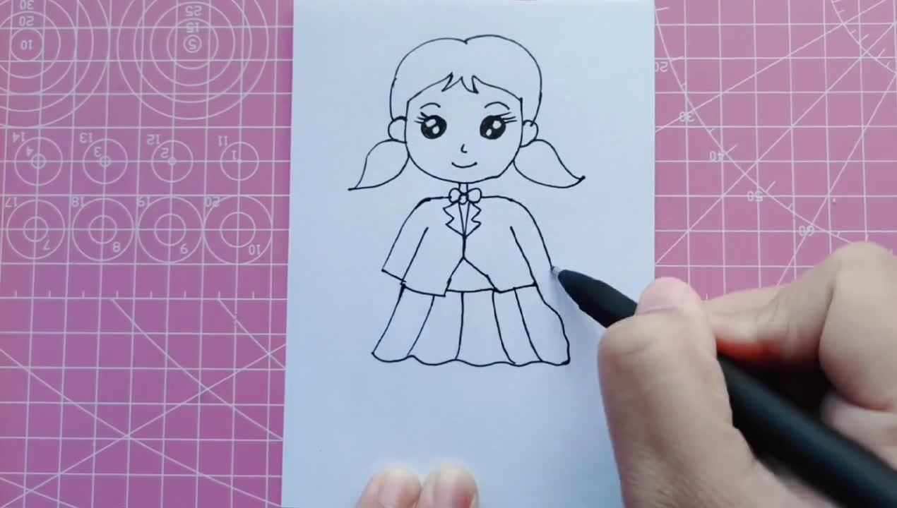 可爱的女孩怎么画,亲子简笔画教学!