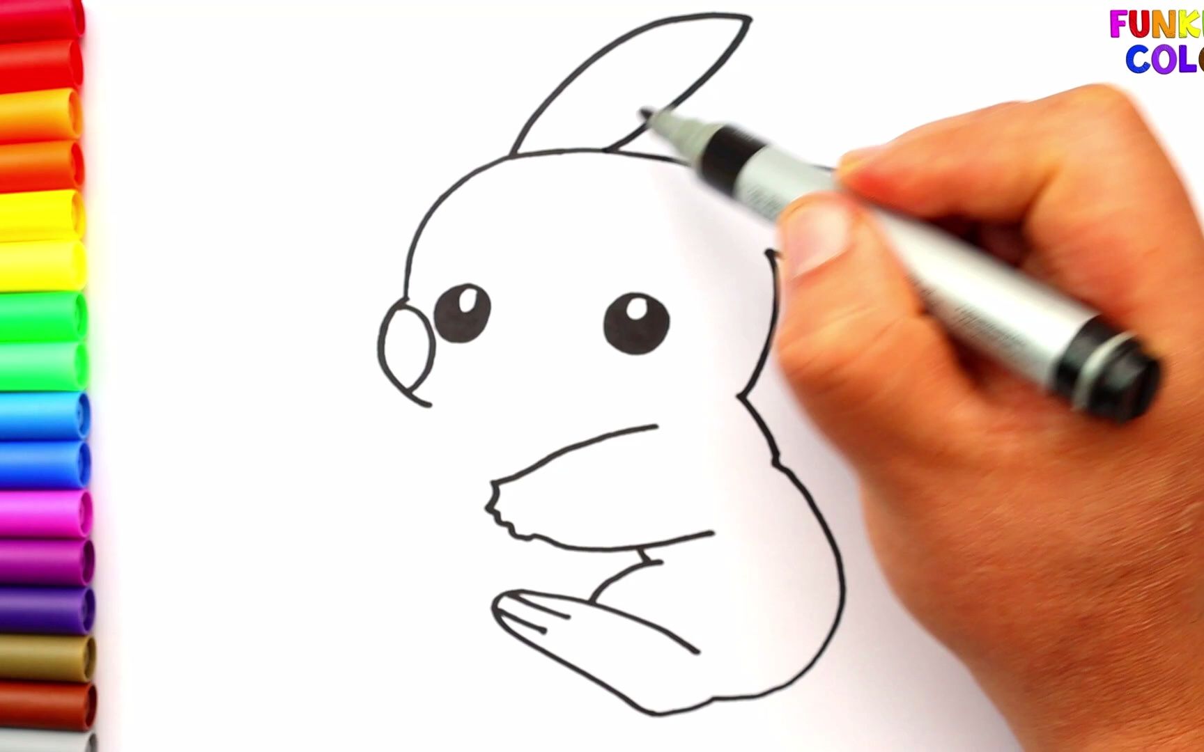 【简笔水彩画】教你画皮卡丘然后上色~超级简单的简笔画,一看就会!