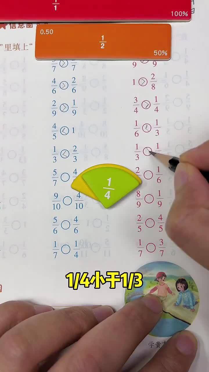 三年级上册数学的认识是重点 借助分数盘学具操作 更直观的理解数学