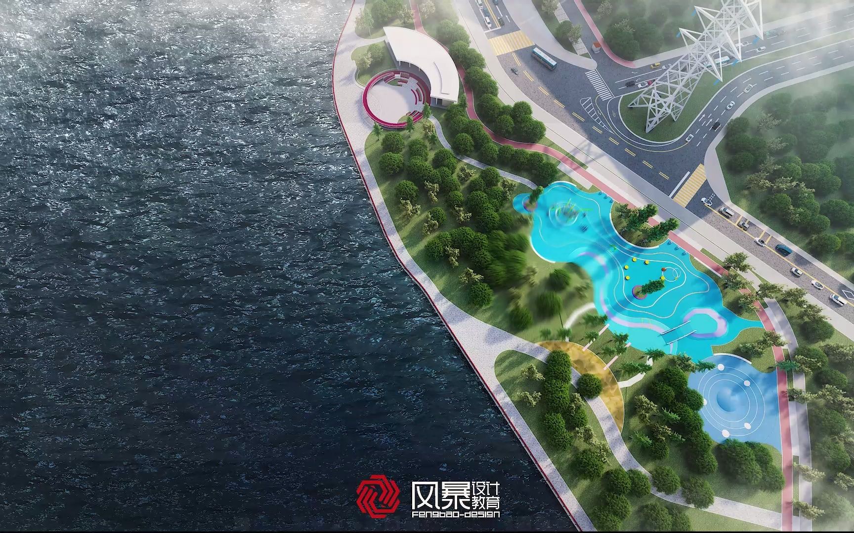如何用lumion制作滨水景观效果图~4分钟搞定