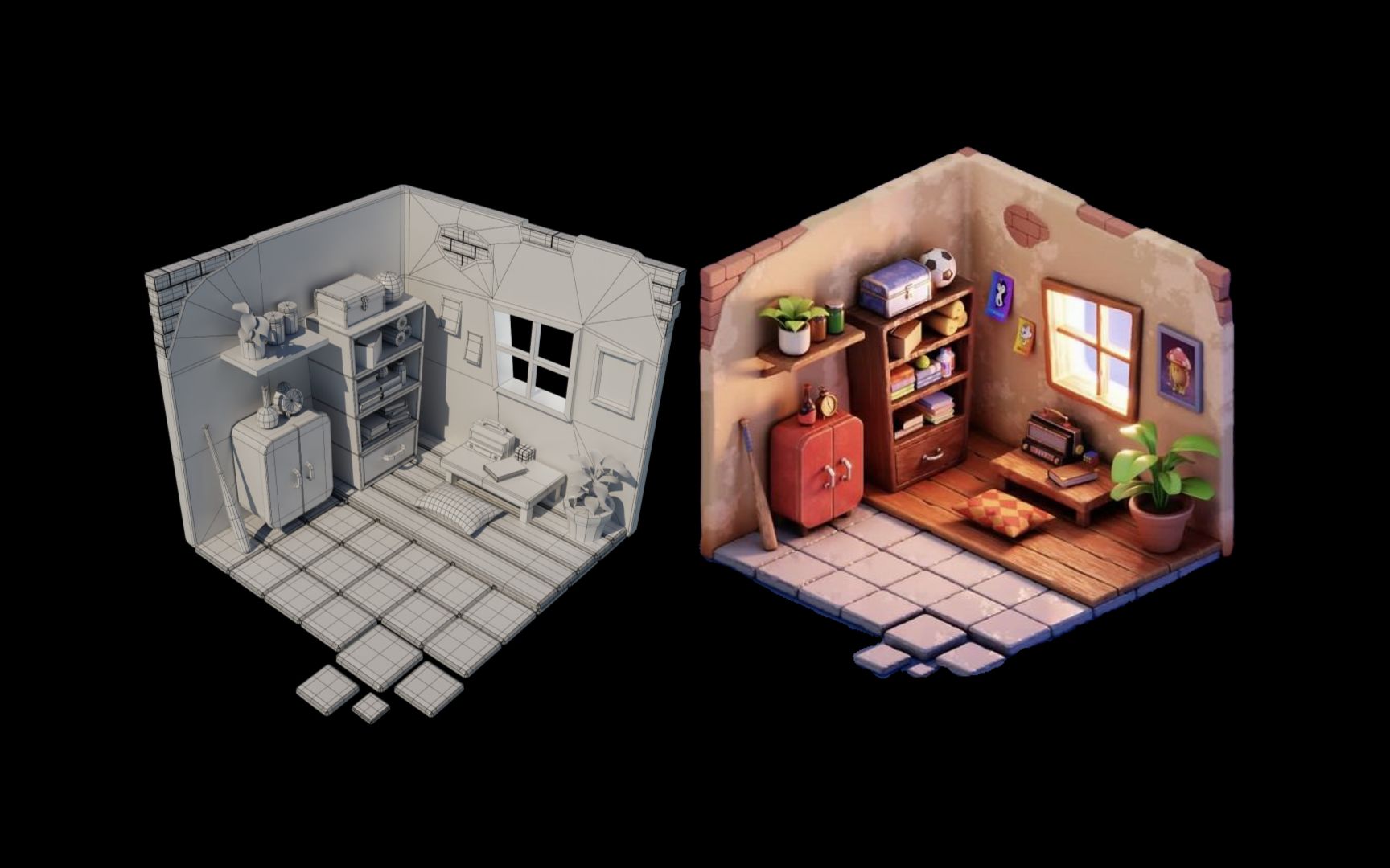 ...Maya场景建模】2小时教会你肝建模作业,风格化的卡通场景建模案例...