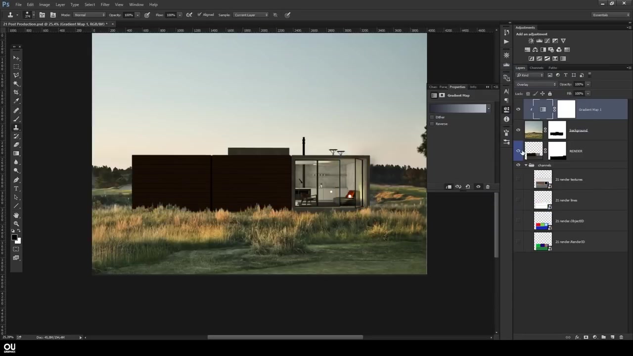 建筑效果图后期制作教程 | Architecture Post-production in Photoshop