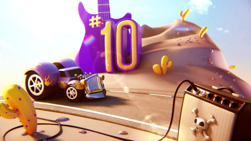 创意卡通小汽车驶过场景变换倒计时片头展示