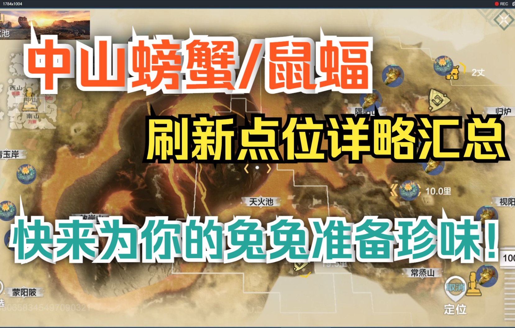 ...螃蟹/鼠蝠刷新点位新汇总 快来为你的兔兔搞珍味菜_手机游戏热门视频