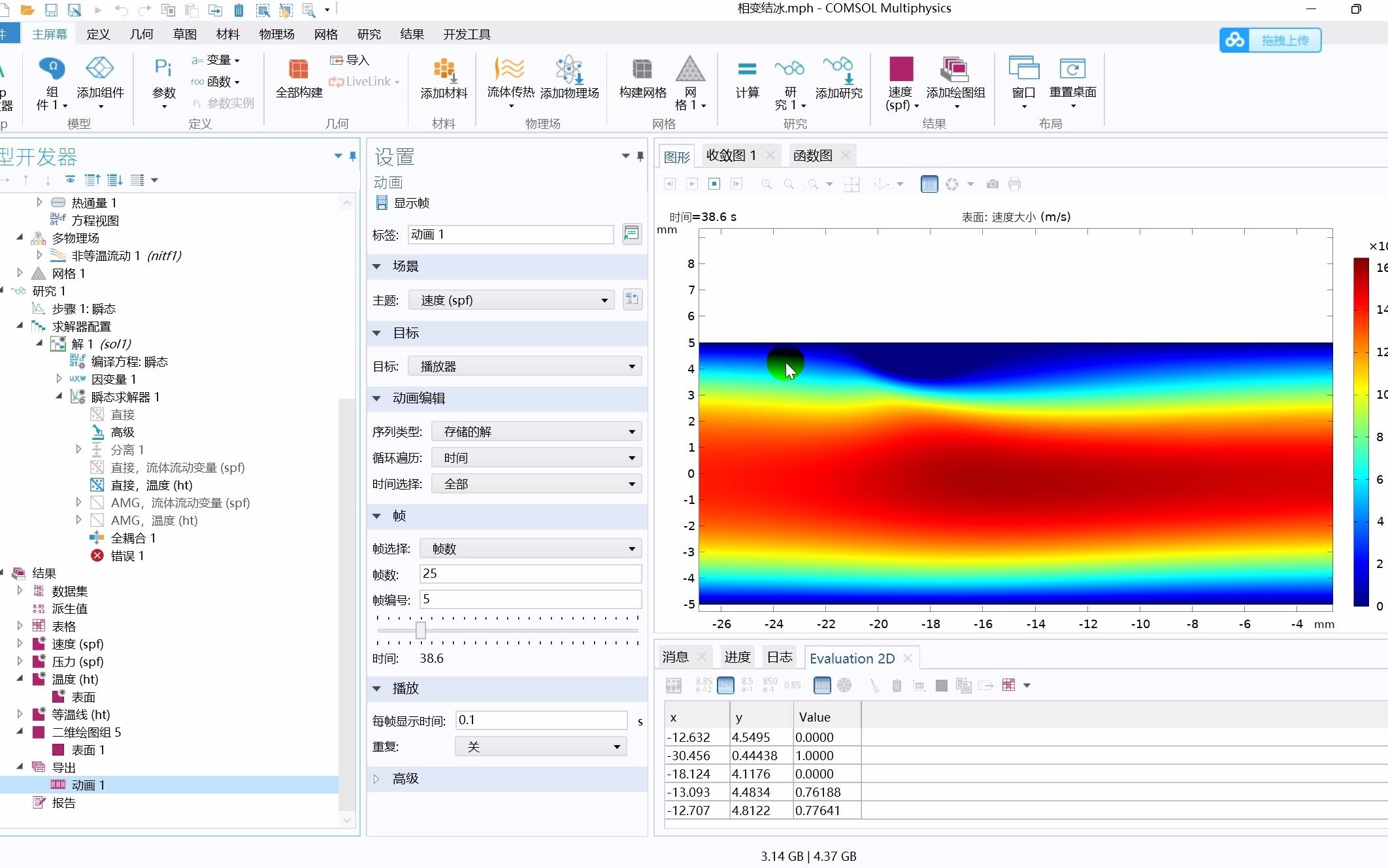 COMSOL 固液相变 流道中水逐渐凝结成冰 阻碍水的运动 考虑到了...