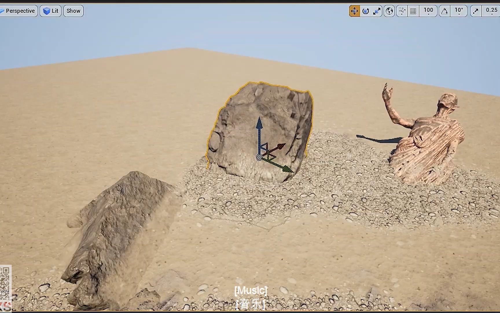 (中英字幕)UE4.26制作地形和模型混合