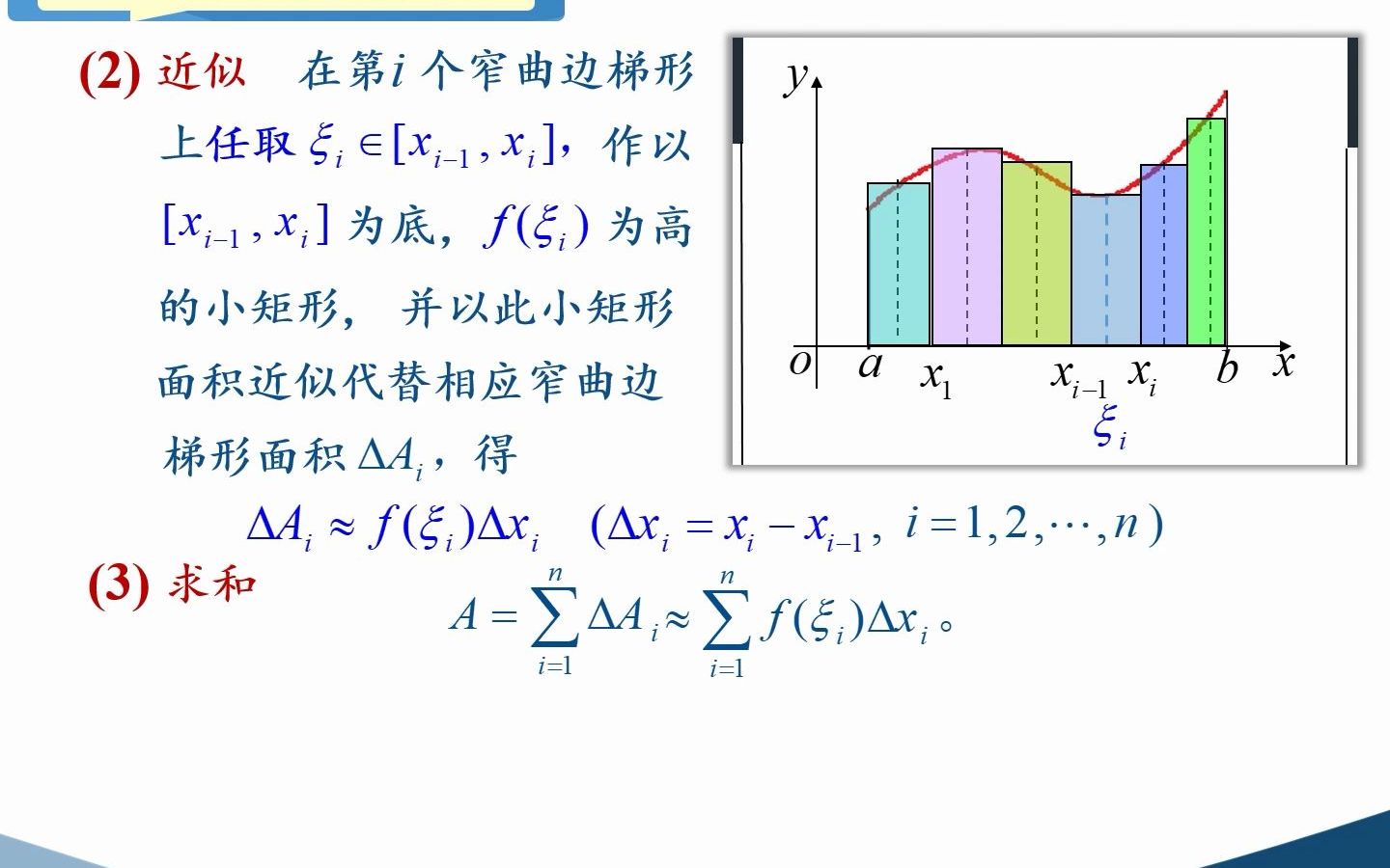 高等数学(同济版)视频:5.1 定积分的概念、几何意义、几个重要的性质...