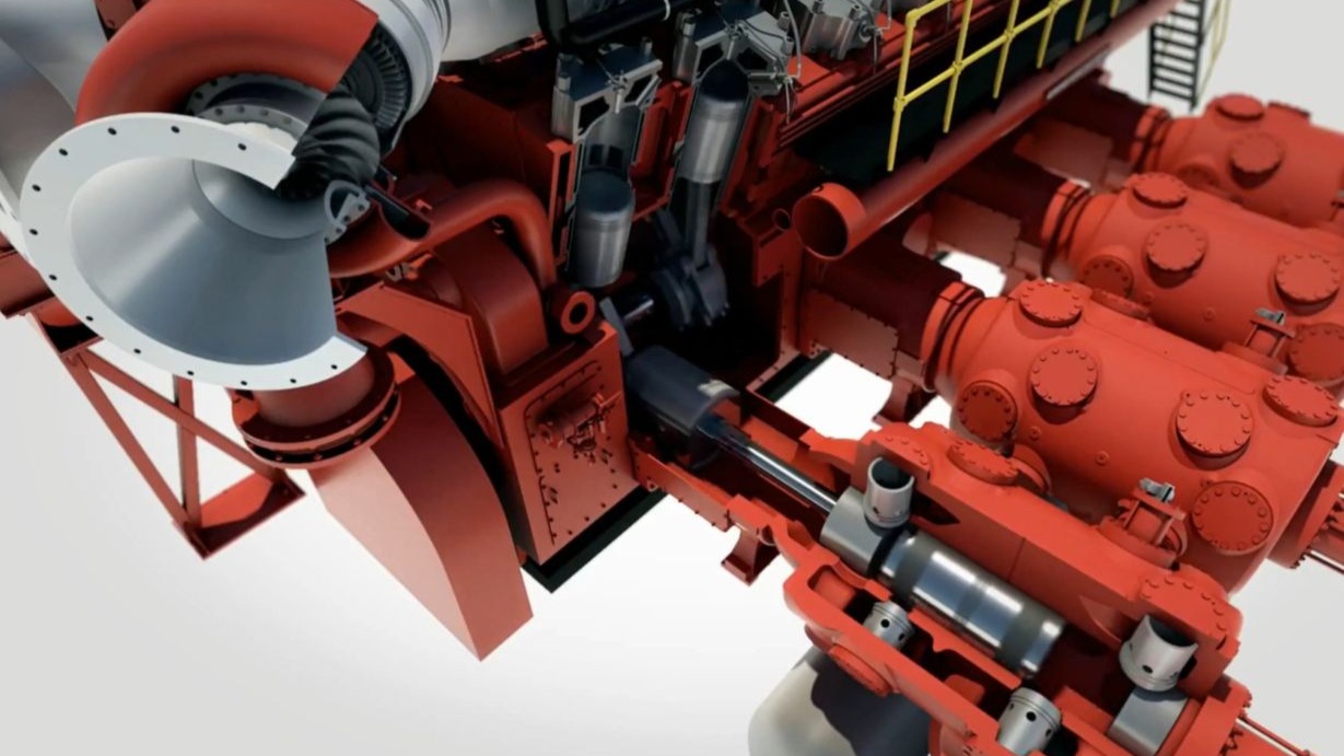 往复式燃气发动机活塞式压缩机内部结构机械原理演示3D动画三维...