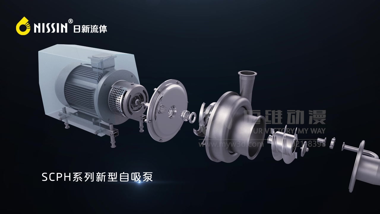 自吸离心泵产品演示三维动画-上海离心泵工业三维动画制作-离心泵...