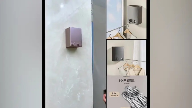 晾衣绳室内免打孔阳台隐形伸缩隐藏式晒衣服神器钢丝绳晾衣架收缩