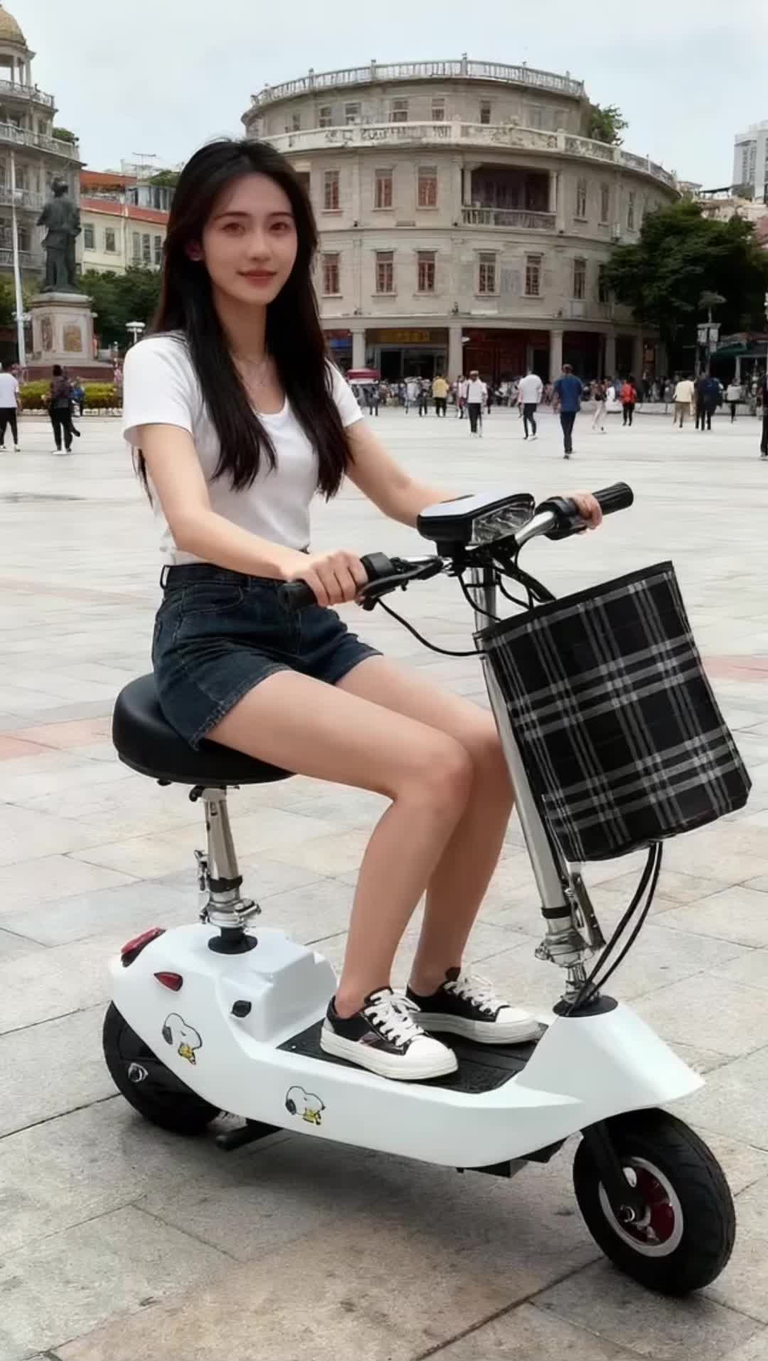 带电池可折叠!小海豚迷你电动车 成人上班代步电动滑板车