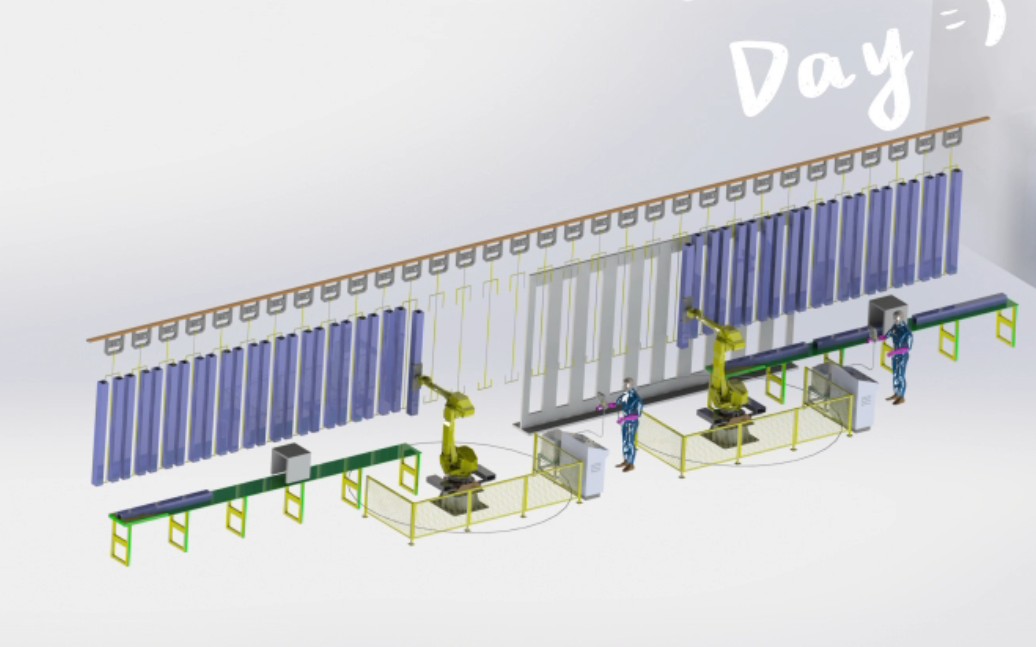 ...线自动静电粉末喷涂机器人静电喷塑流水线自动喷粉设备电梯门板喷塑