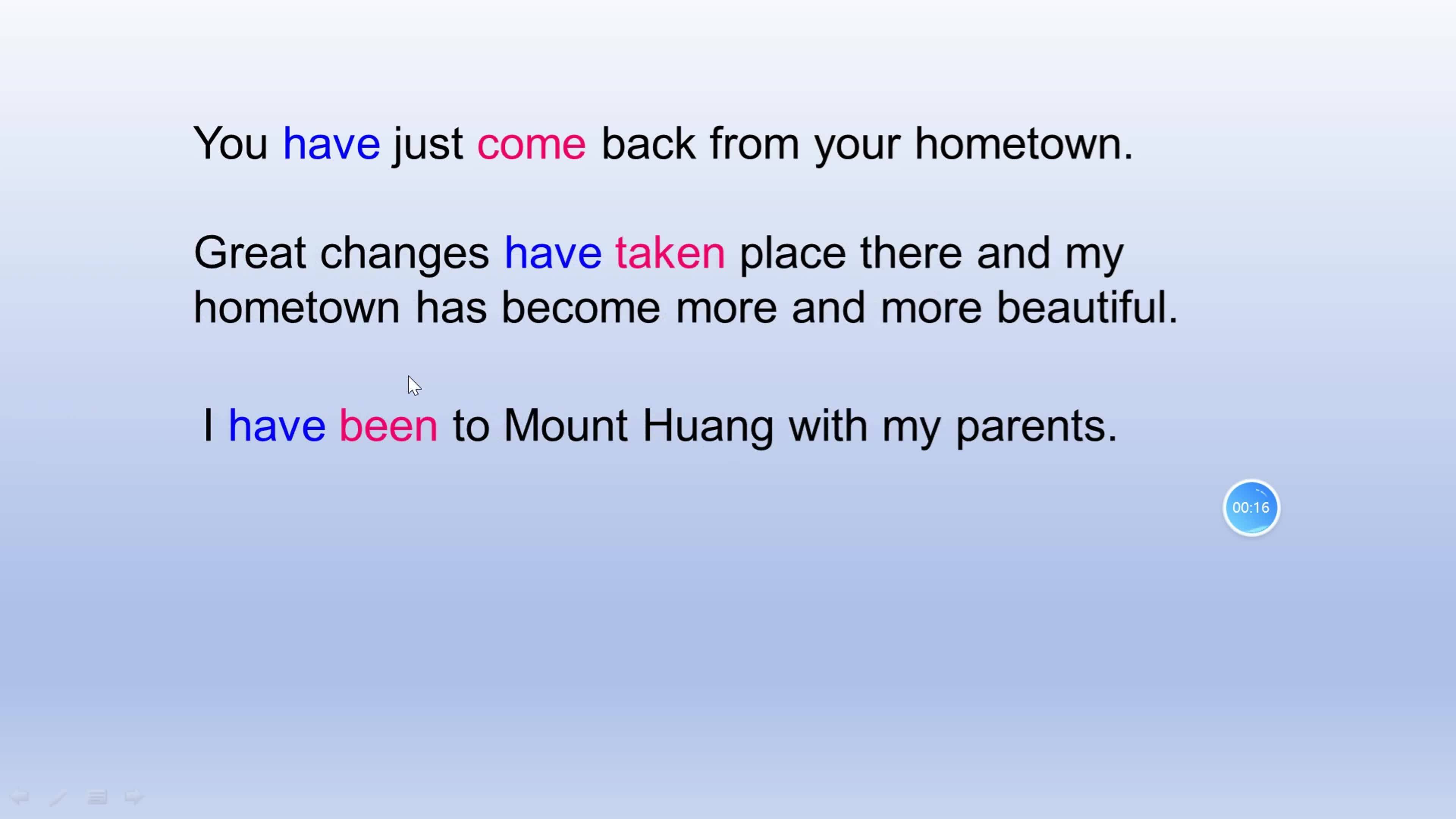 现在完成时的例子,看看老师给出的题目,学一学