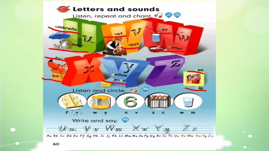 人教版三年级英语上册unit6-字母UVWXYZ的发音及书写