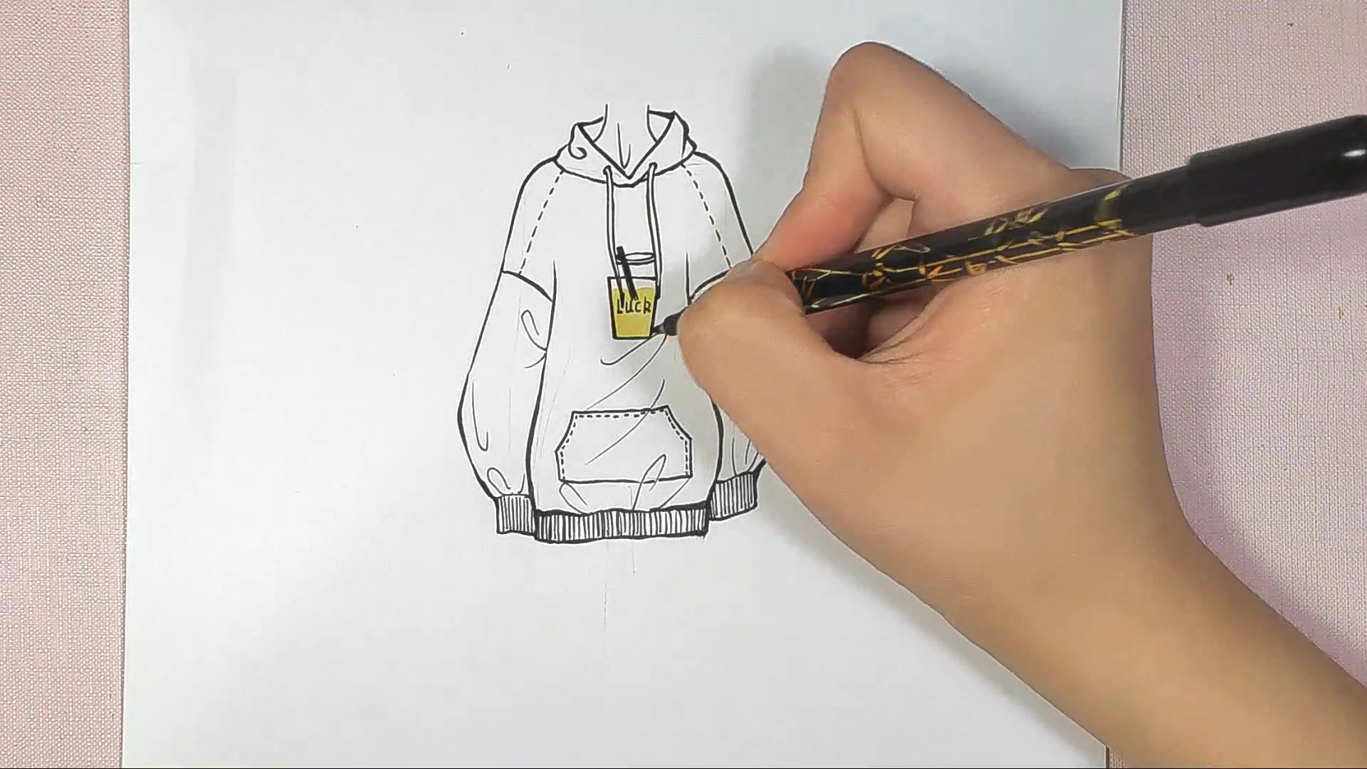 服装设计手绘学习:卫衣款式图绘画