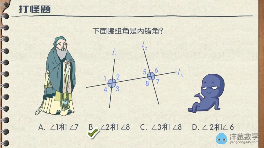 【洋葱学院】初中数学七年级 相交线与平行线解析-内错角同旁内角