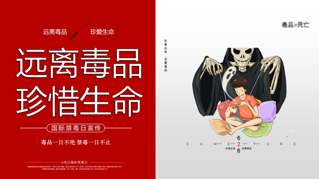 国际全国禁毒日教育知识宣传会PPT课件模板