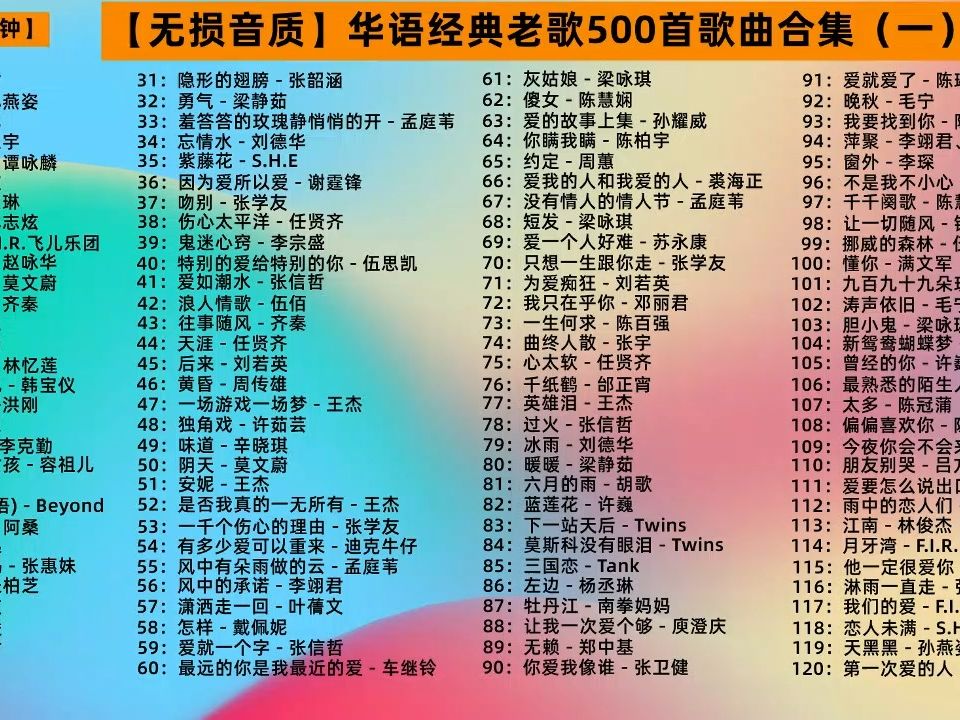 【120首高能收藏版】经典老歌500首歌曲合集,宝藏歌单值得收藏