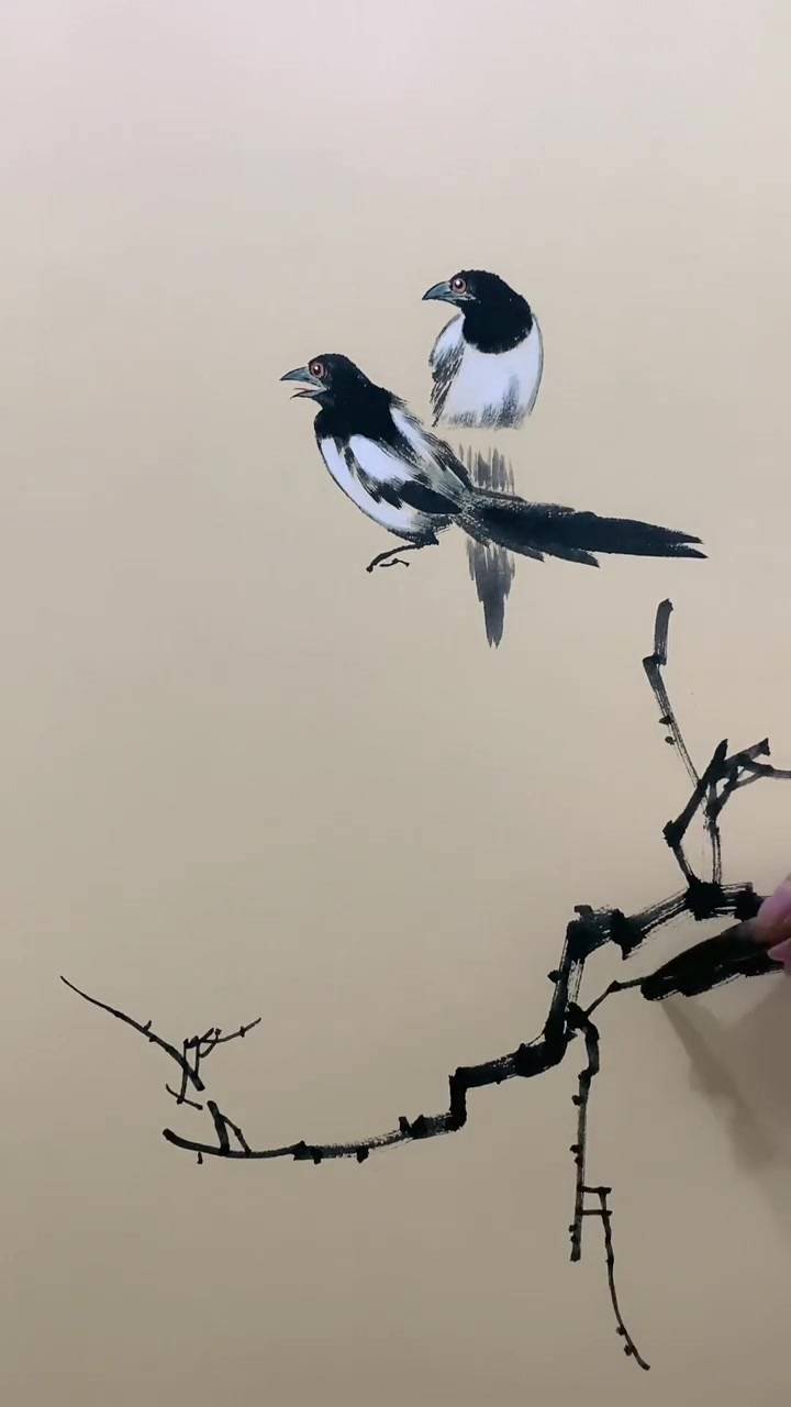 国画艺术 写意花鸟画 梅花画法