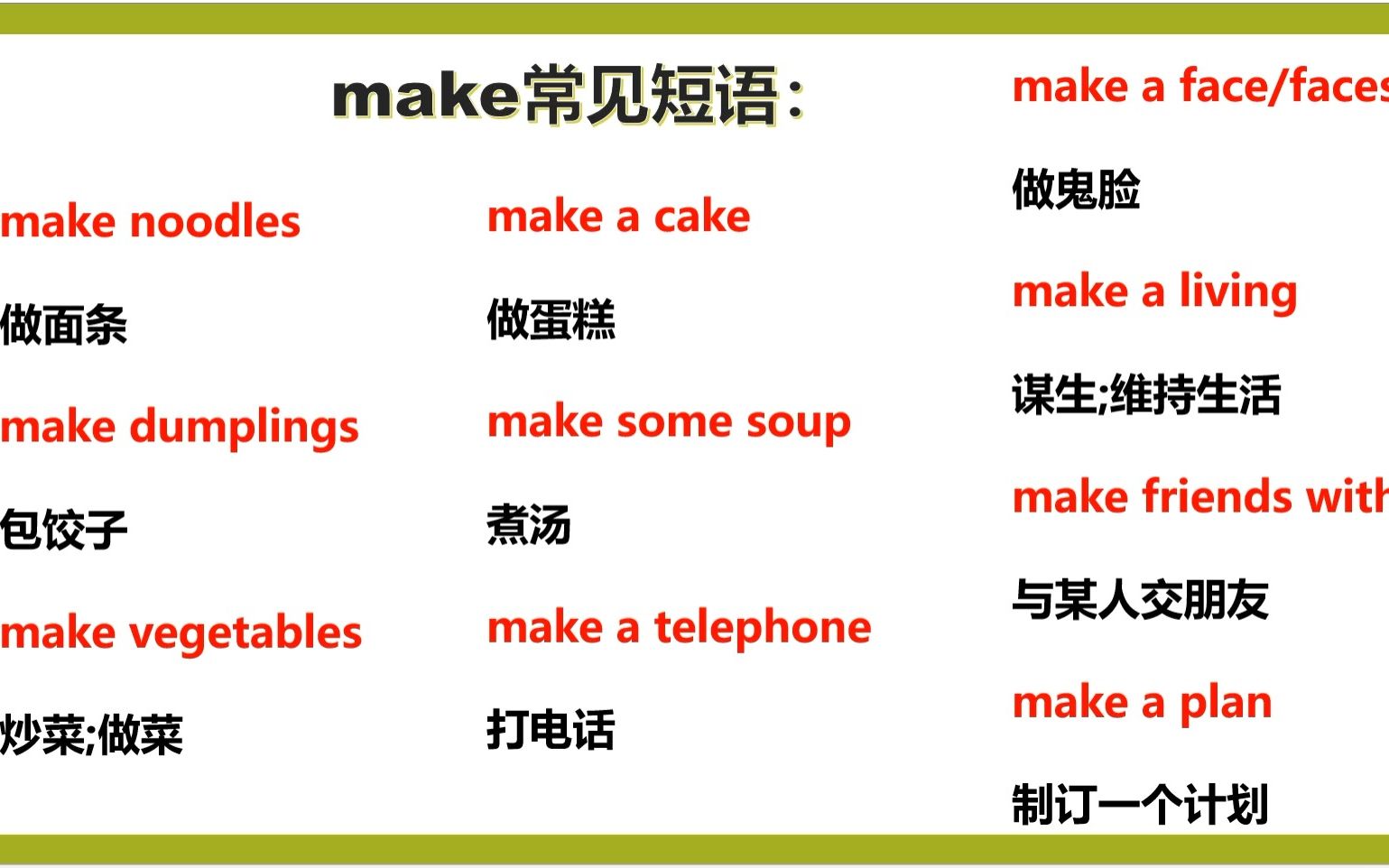 四下-make常见短语