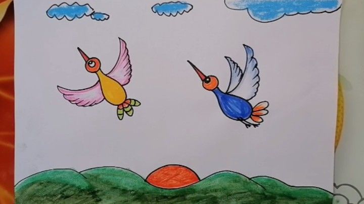 飞翔的候鸟儿童画