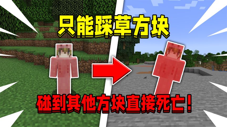 当在我的世界只能踩草方块!碰到其他方块就直接死亡,该如何生存