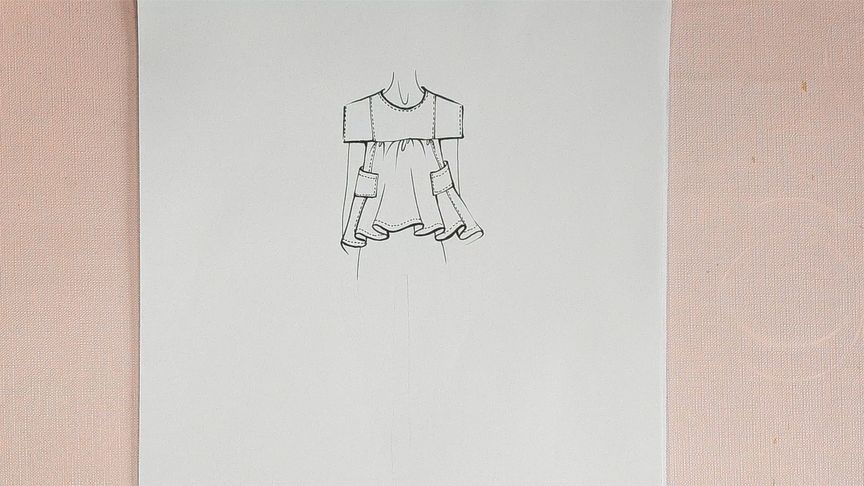 服装设计手绘学习:清新又不失正式感的上衣款式图