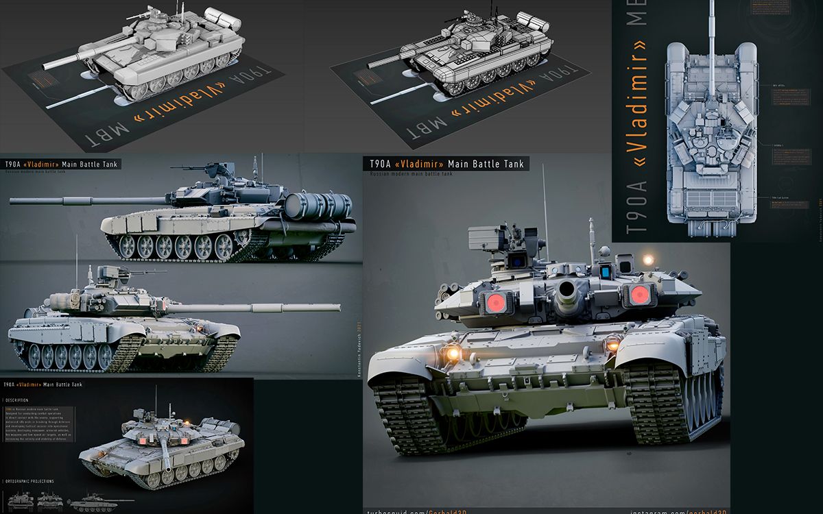 超精细T-90坦克max在线建模