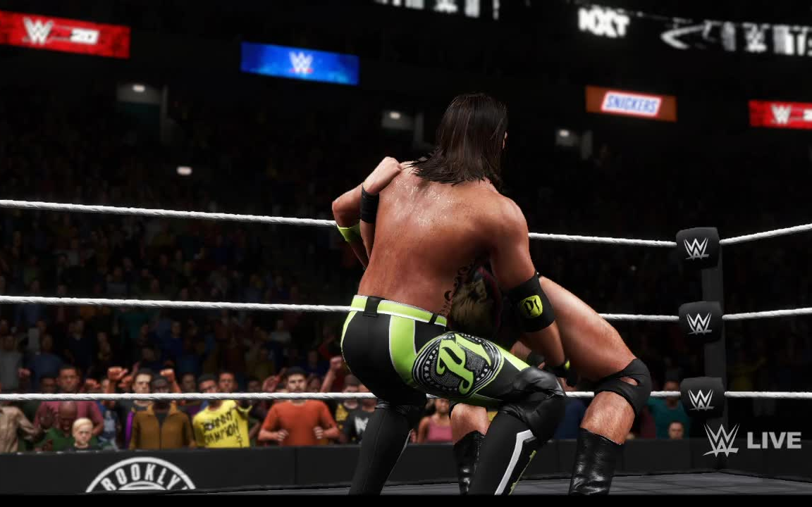 【马场信哲】wwe2k20基础操作教学三:锁技降伏以及边绳的利用,还有...