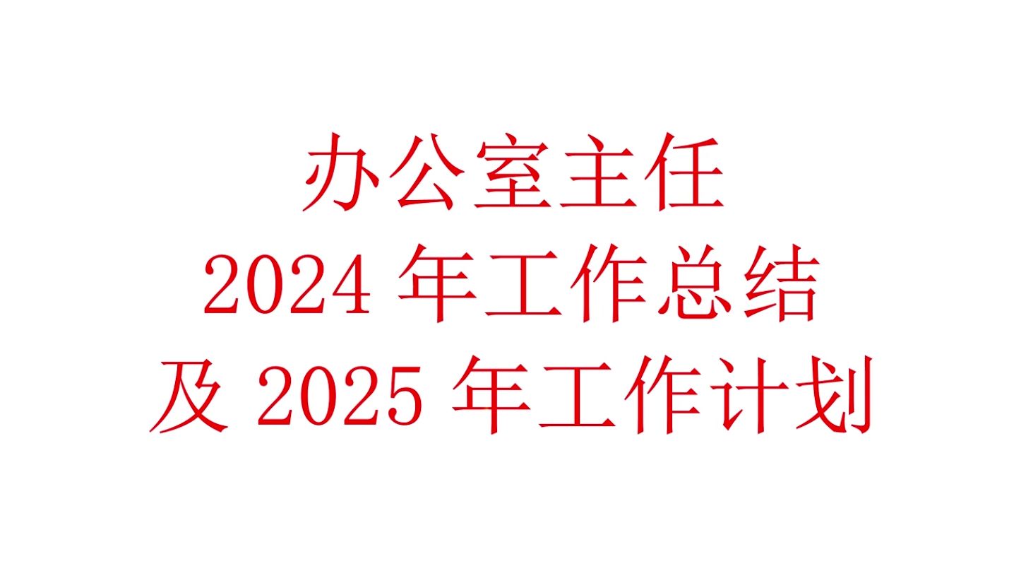 办公室主任2024年工作总结及2025年工作计划