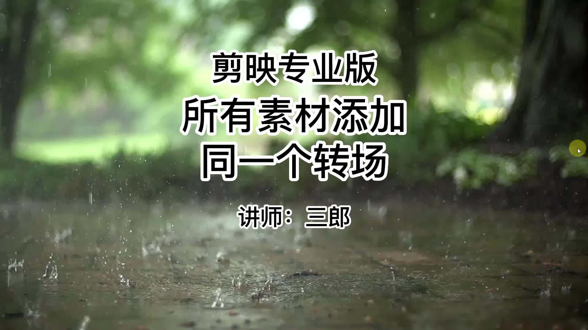 剪映专业版对轨道上的素材使用同一个转场